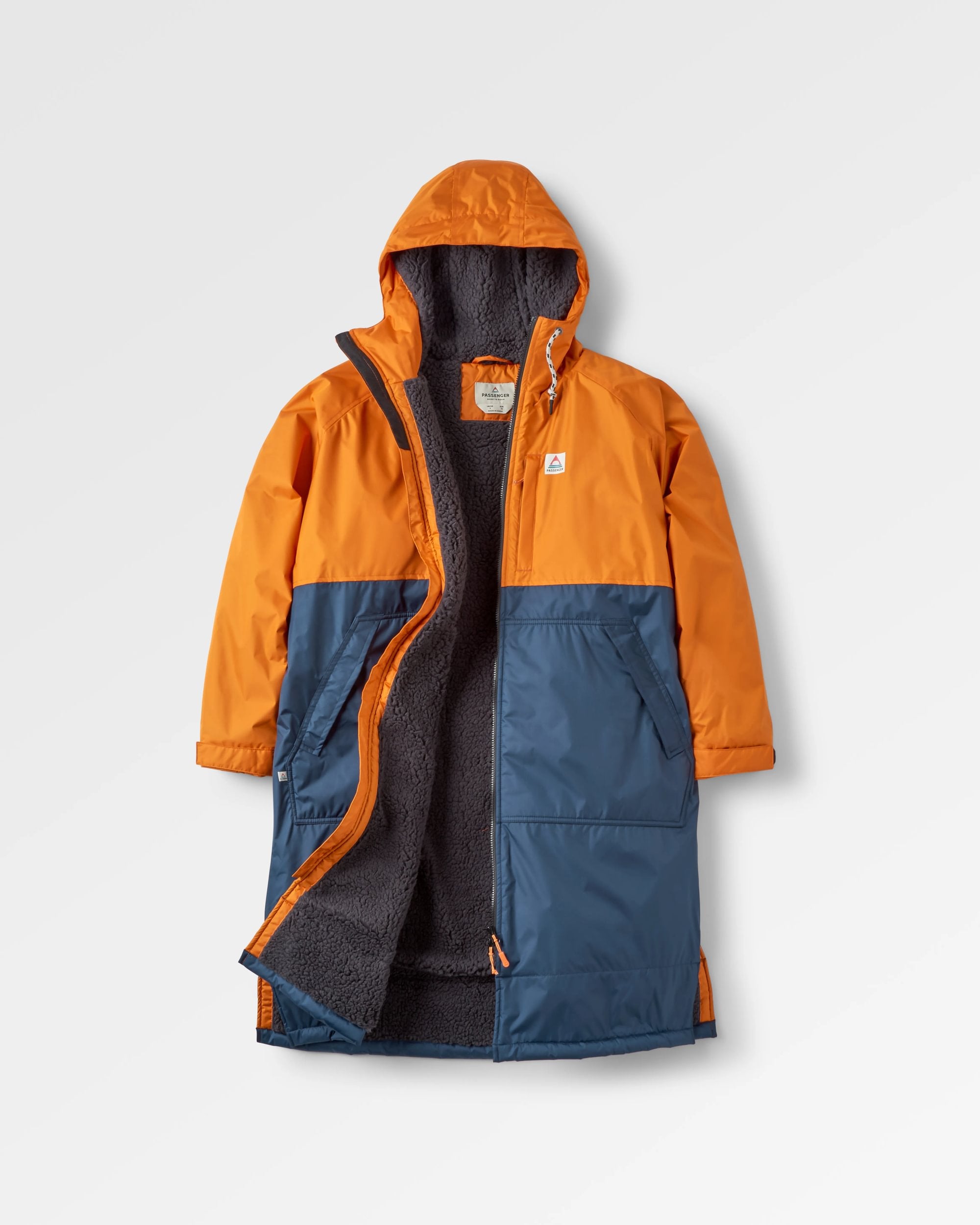 Waves Recycled Sherpa Lined Changing Robe Sunrise Orange/Rich Navy ...